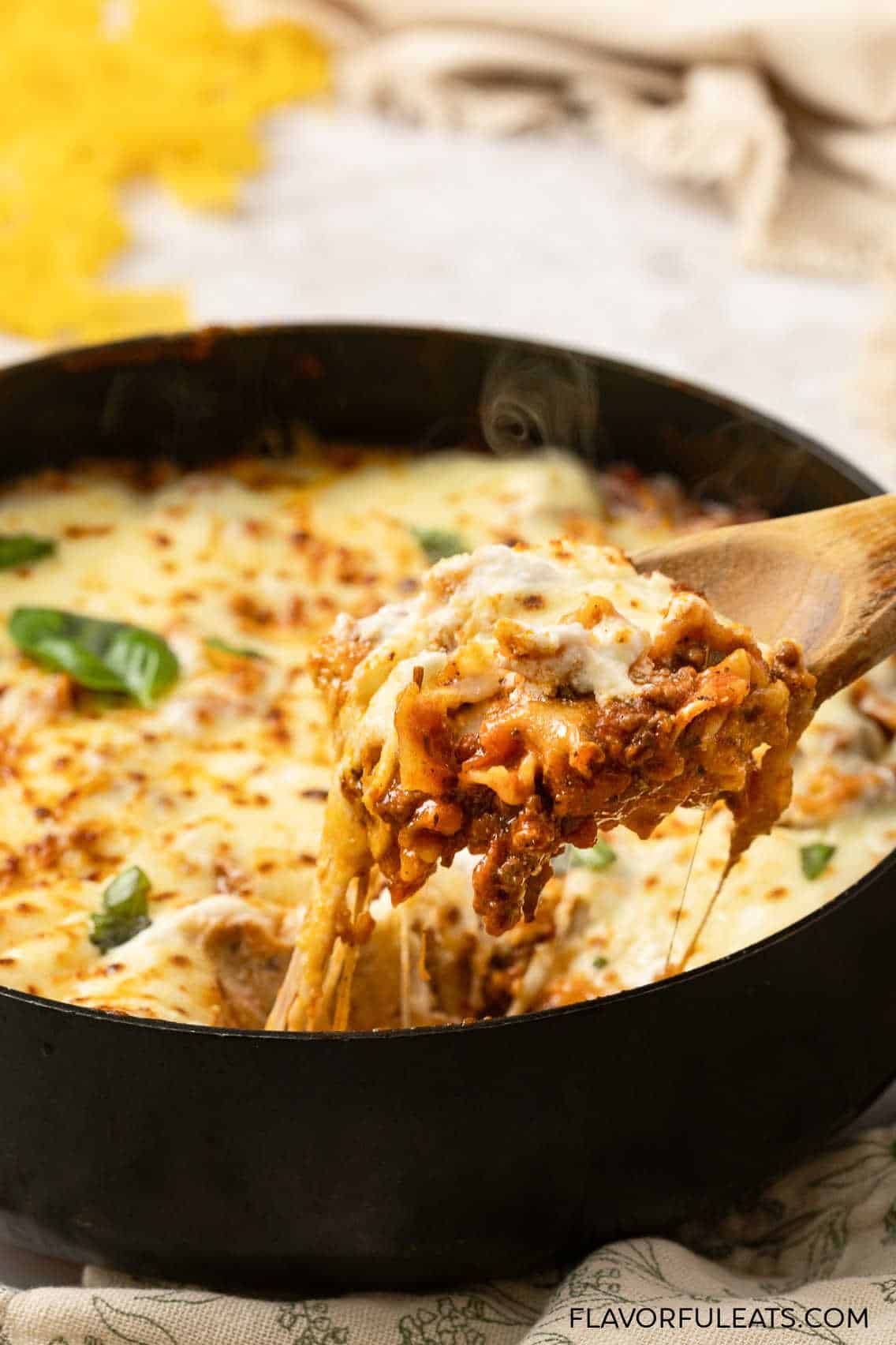 One-Pan Cheesy Lasagna Skillet from "Flavorful Eats" and its similar ...